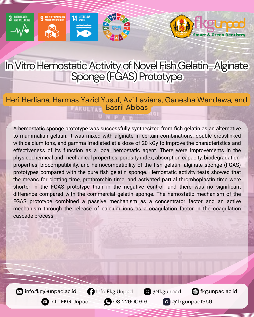 In Vitro Hemostatic Activity of Novel Fish Gelatin–AlginateSponge (FGAS ...